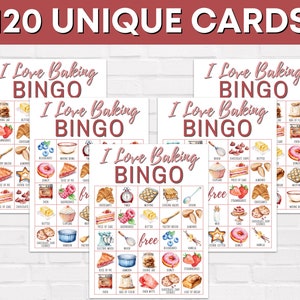 120 Baking Bingo Game Cards Printable, Baking Birthday Party Bingo ...