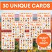 30 Fall Bingo Cards Printable Game, Fall Autumn Bingo Boards, Fall ...