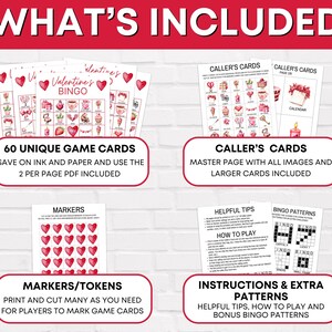 60 Valentines Bingo Game Cards Printable, Valentine's Day Bingo Cards ...