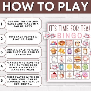 60 Tea Party Bingo Cards Printable Game, Tea Party Bridal Shower Bingo ...