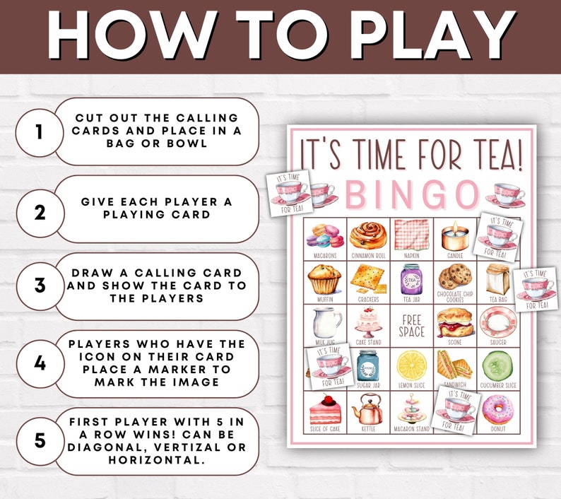60 Tea Party Bingo Cards Printable Game, Tea Party Bridal Shower Bingo ...
