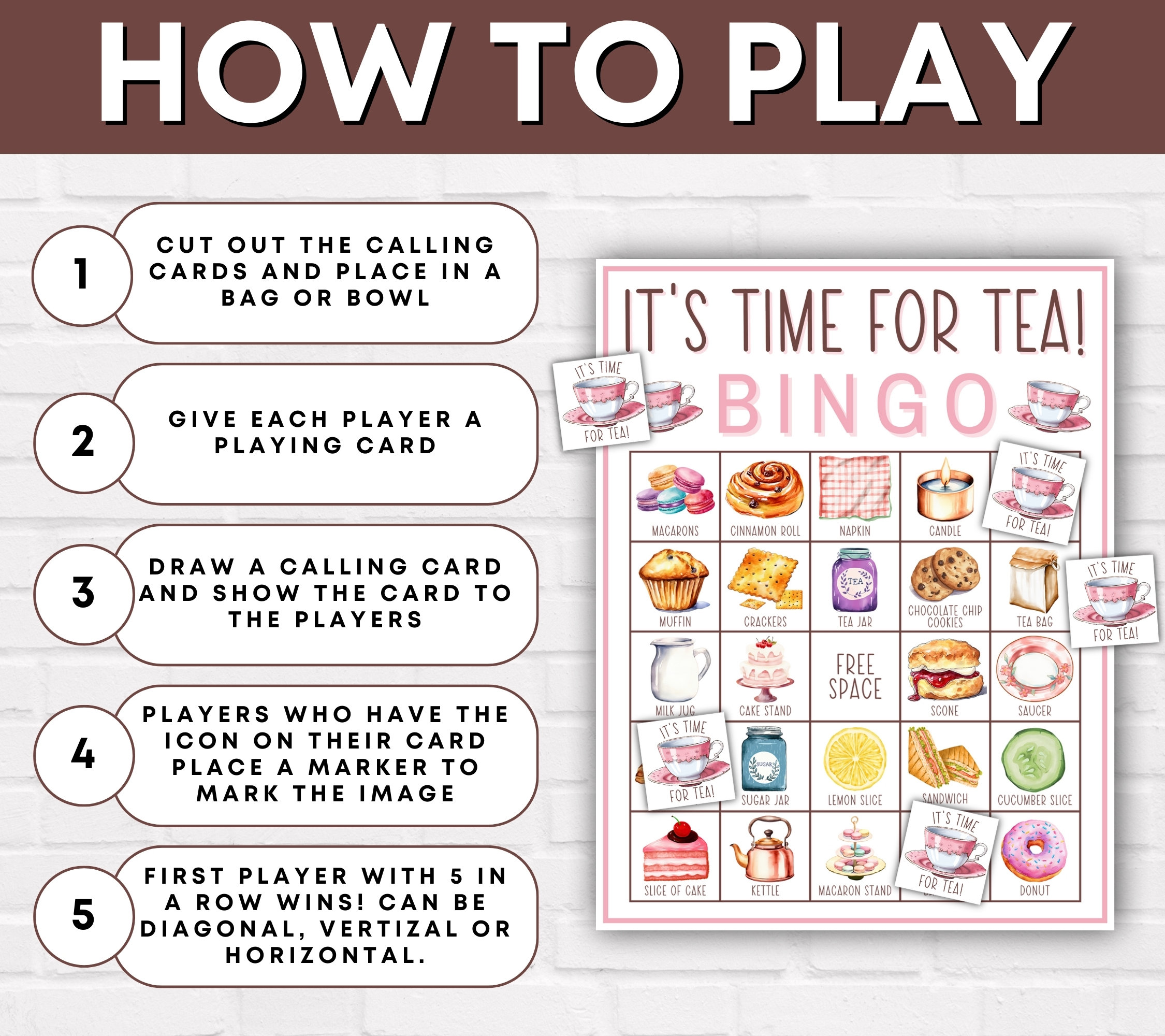 60 Tea Party Bingo Cards Printable Game, Tea Party Bridal Shower Bingo ...