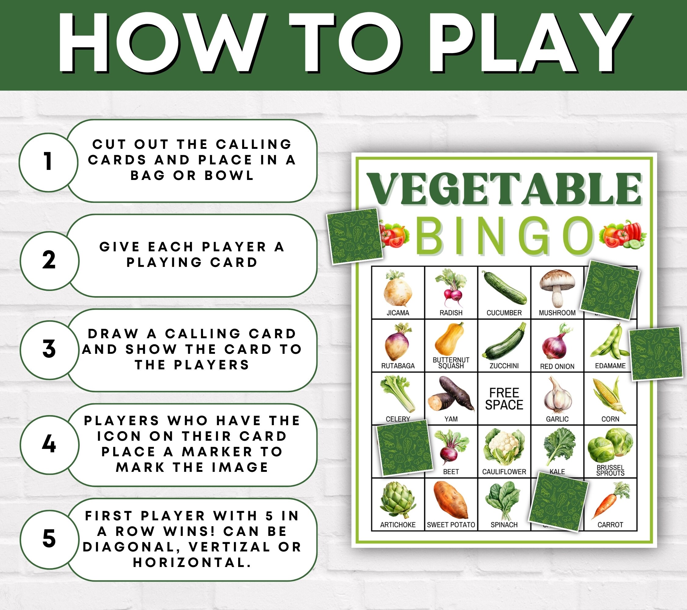 90 Vegetable Bingo Cards Printable Game, Vegetable Bingo Boards ...
