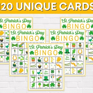 120 St Patricks Day Bingo Cards Game Printable, St Patrick Bingo Board ...