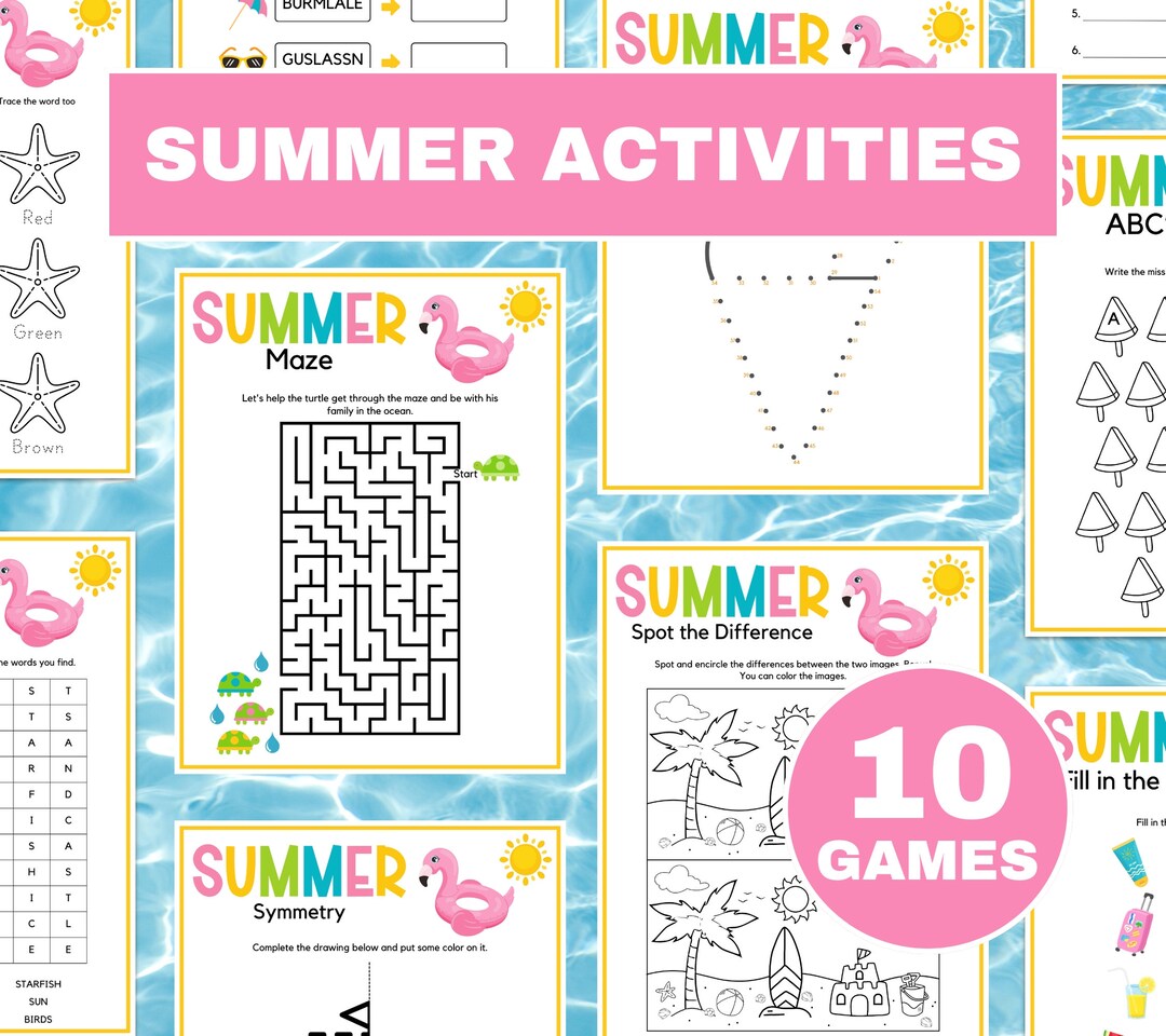 Summer Activities Games Printable Bundle, Kids Summer Activities Games ...