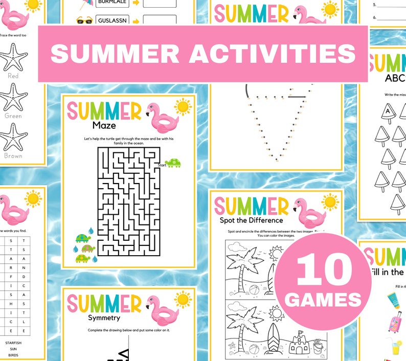 Summer Activities Games Printable Bundle, Kids Summer Activities Games ...