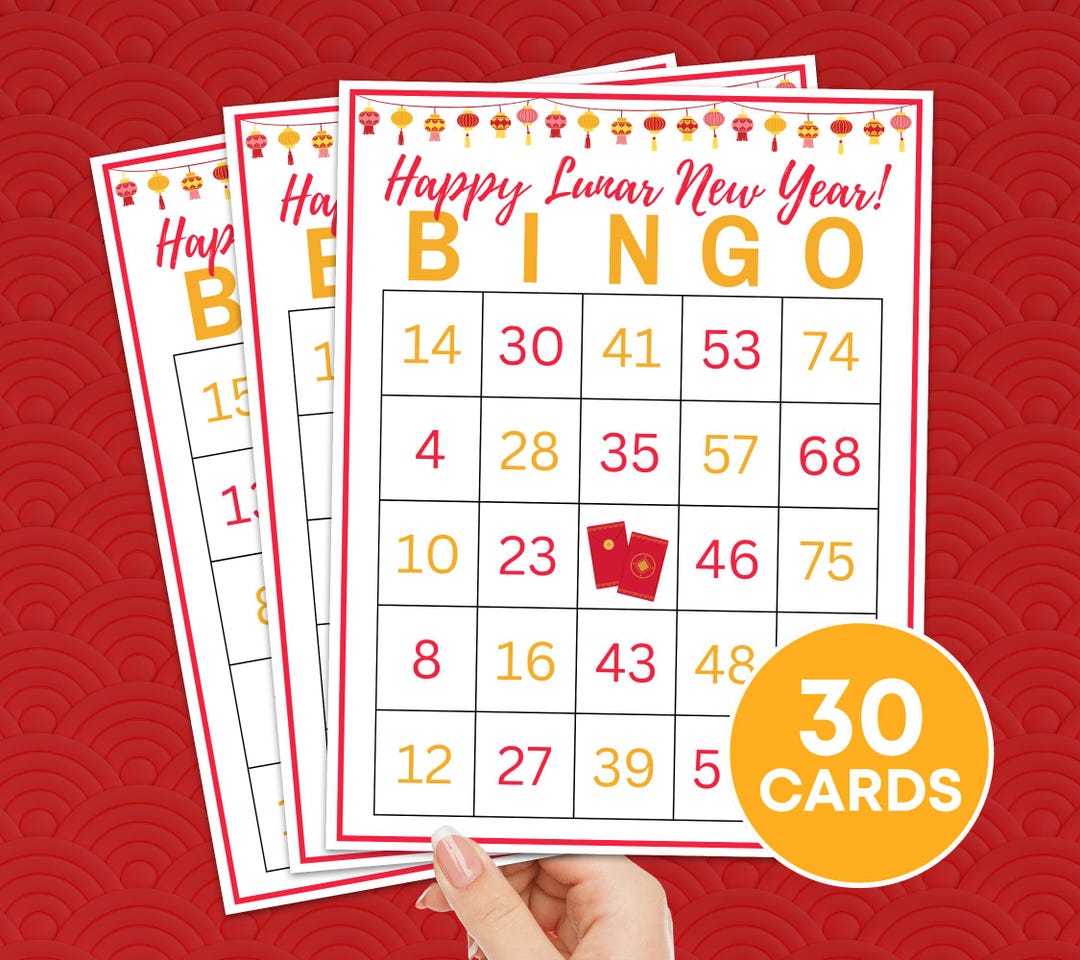 30 Lunar New Year Bingo Cards Printable Game, Chinese New Year Bingo ...