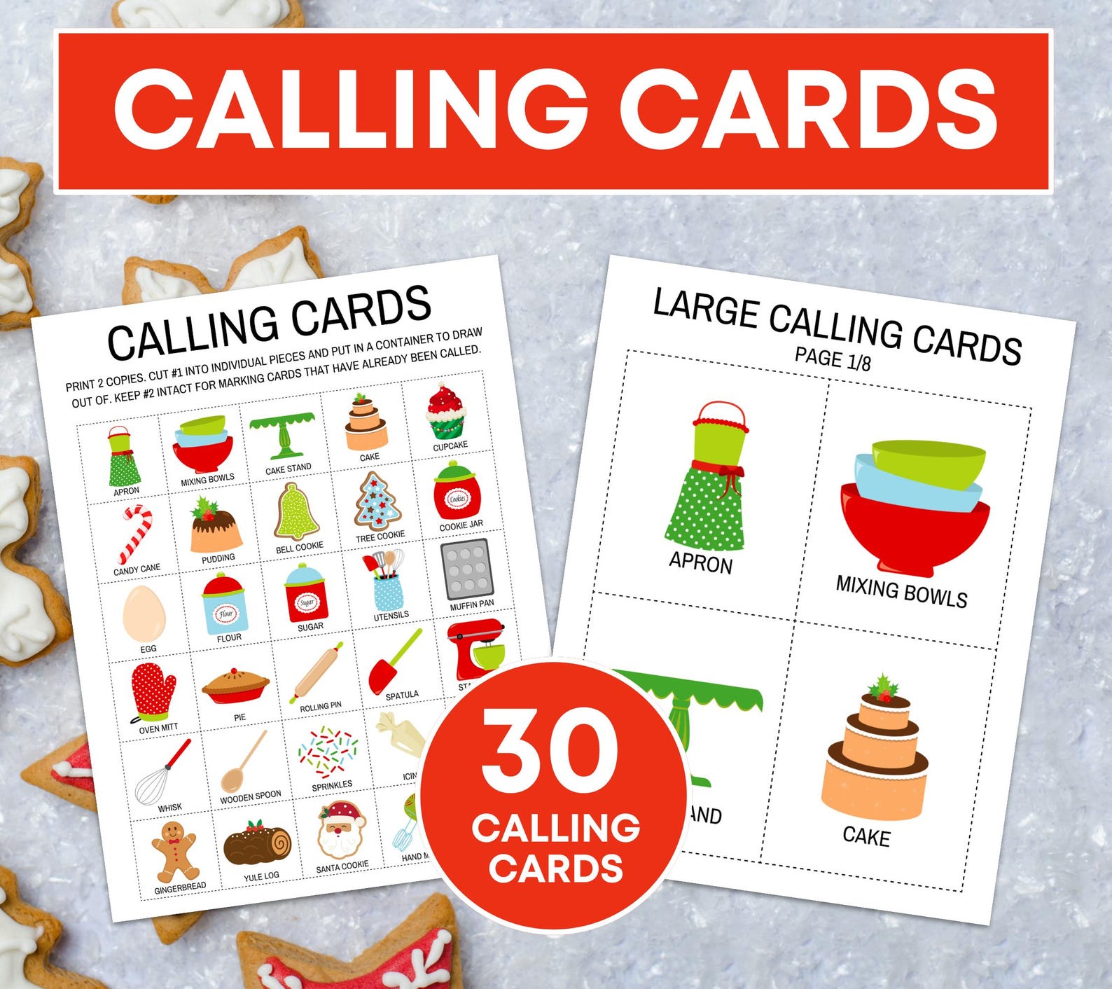 120 Christmas Baking Bingo Card Printable Game, Christmas Cookie Bingo ...