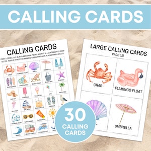60 Beach Bingo Cards Printable Game, Beach Day Birthday Party Bingo ...