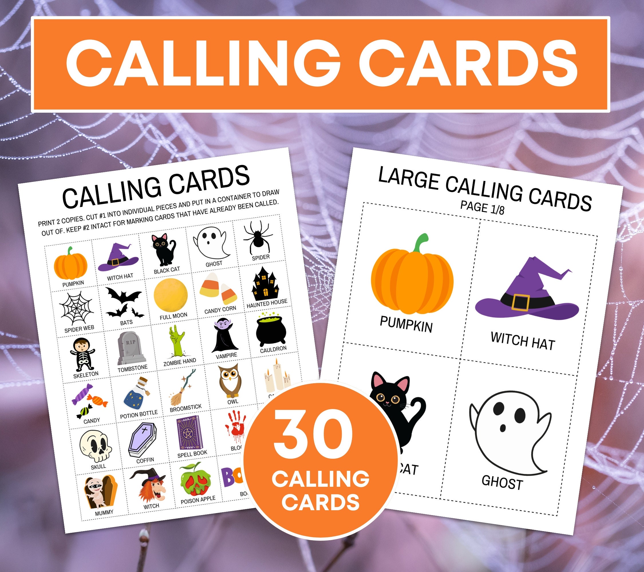 90 Halloween Bingo Cards Printable Game,halloween Fall Bingo Boards ...
