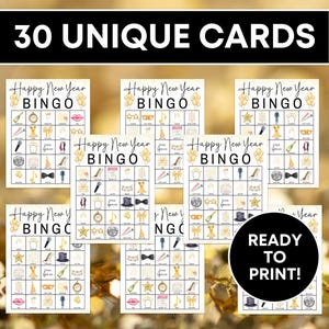 30 New Years Bingo Cards Printable Game, New Years Eve Bingo Boards ...