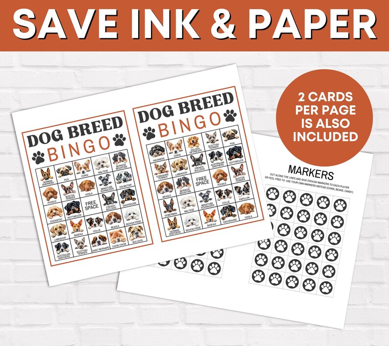 30 Dog Breed Bingo Cards Printable Game, Dog Bingo Cards Game, Dog ...