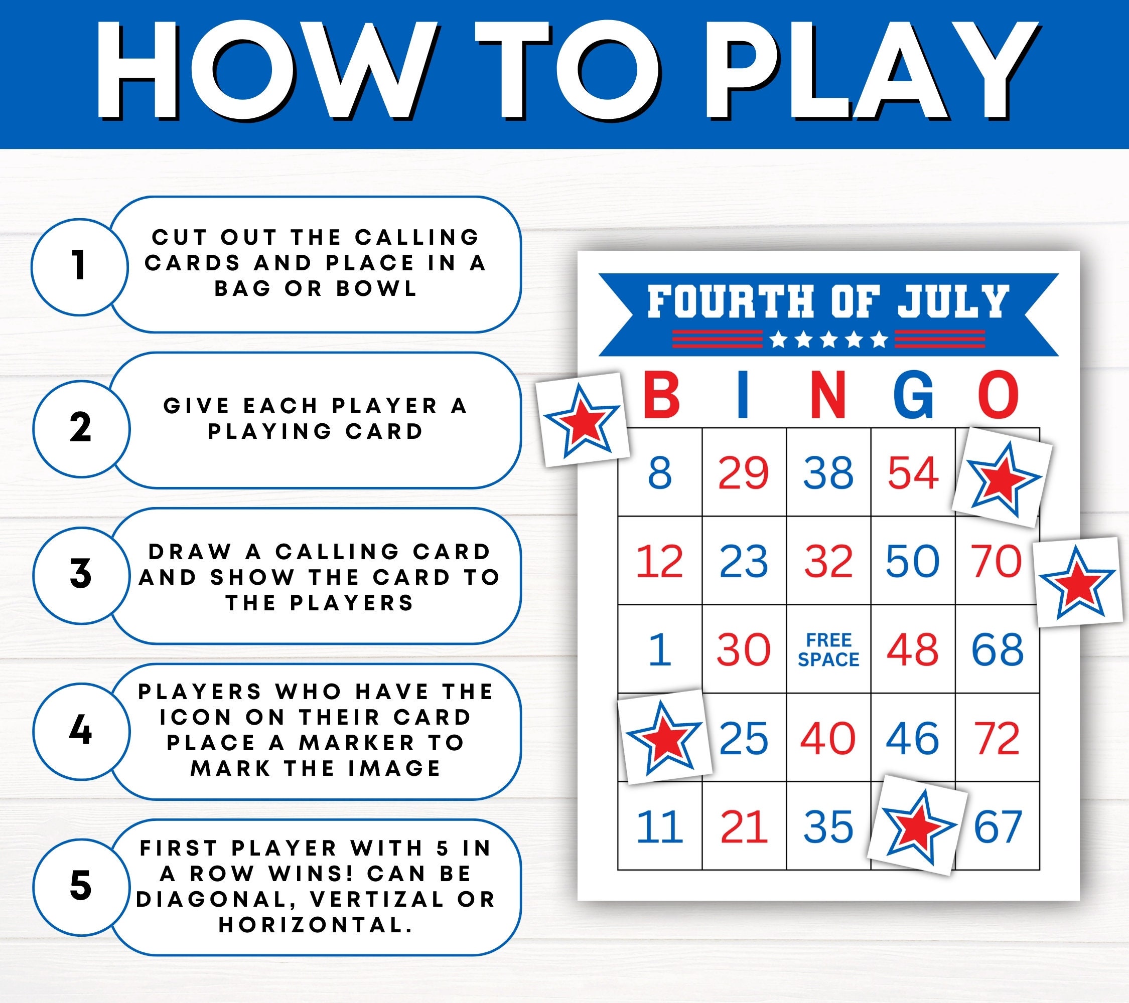 30 Fourth of July Bingo Cards Printable Game, 4th of July USA ...