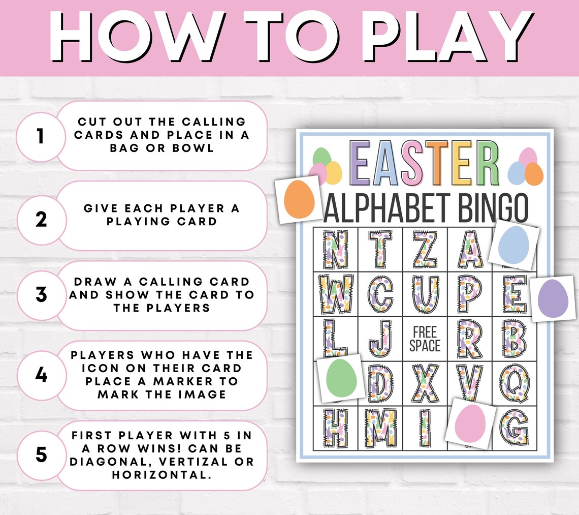 30 Easter Alphabet Bingo Game Cards Printable, Easter Party Game ...