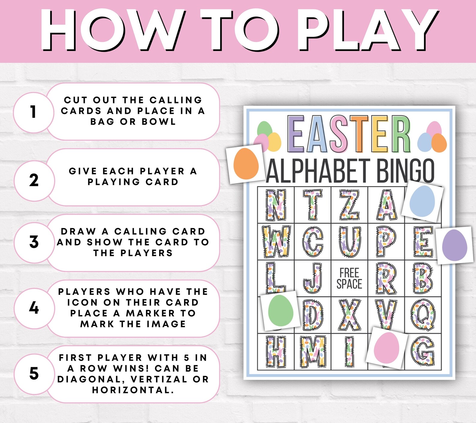 30 Easter Alphabet Bingo Game Cards Printable, Easter Party Game ...