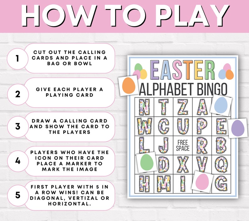 30 Easter Alphabet Bingo Game Cards Printable, Easter Party Game ...