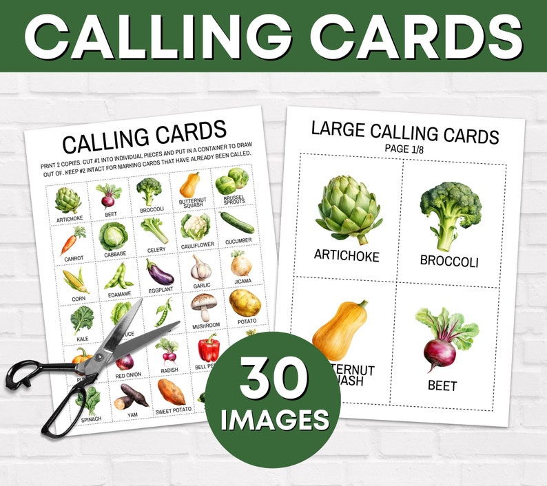 60 Vegetable Bingo Cards Printable Game, Vegetable Bingo Boards ...