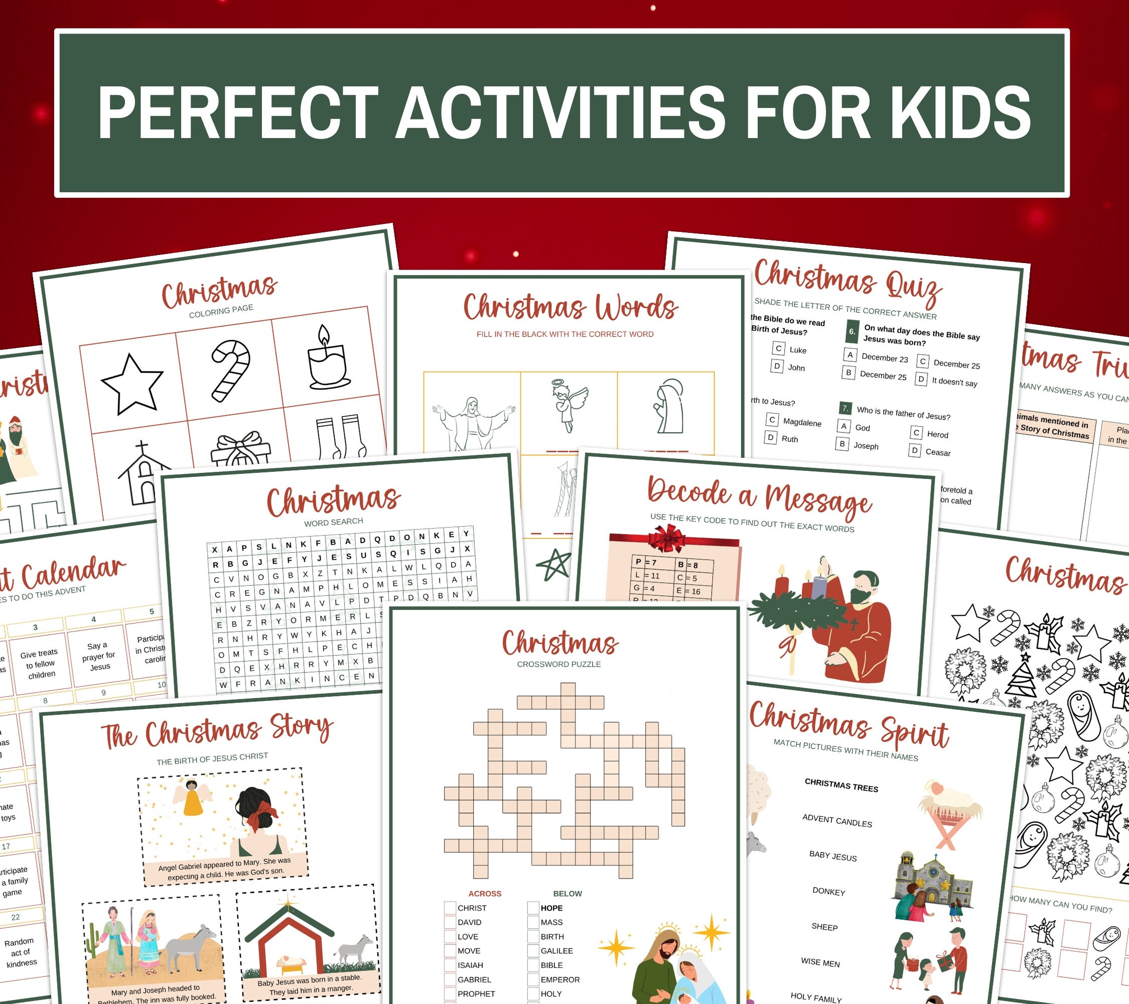 Religious Christmas Kids Activity Printable Bundle, Christian Catholic ...