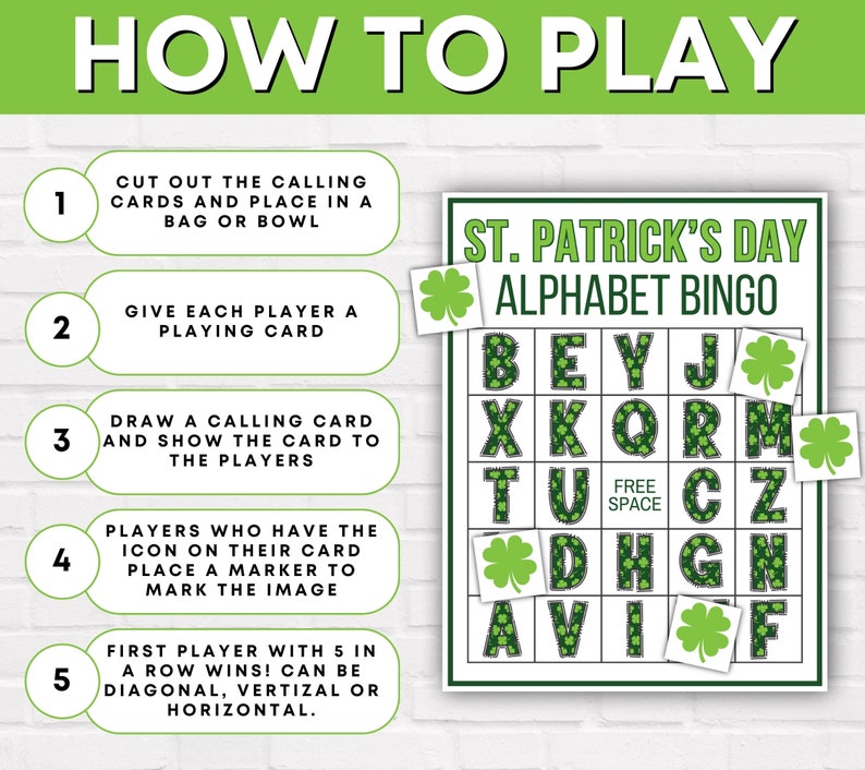 30 St Patricks Alphabet Bingo Game Cards Printable, St Patricks Day ...