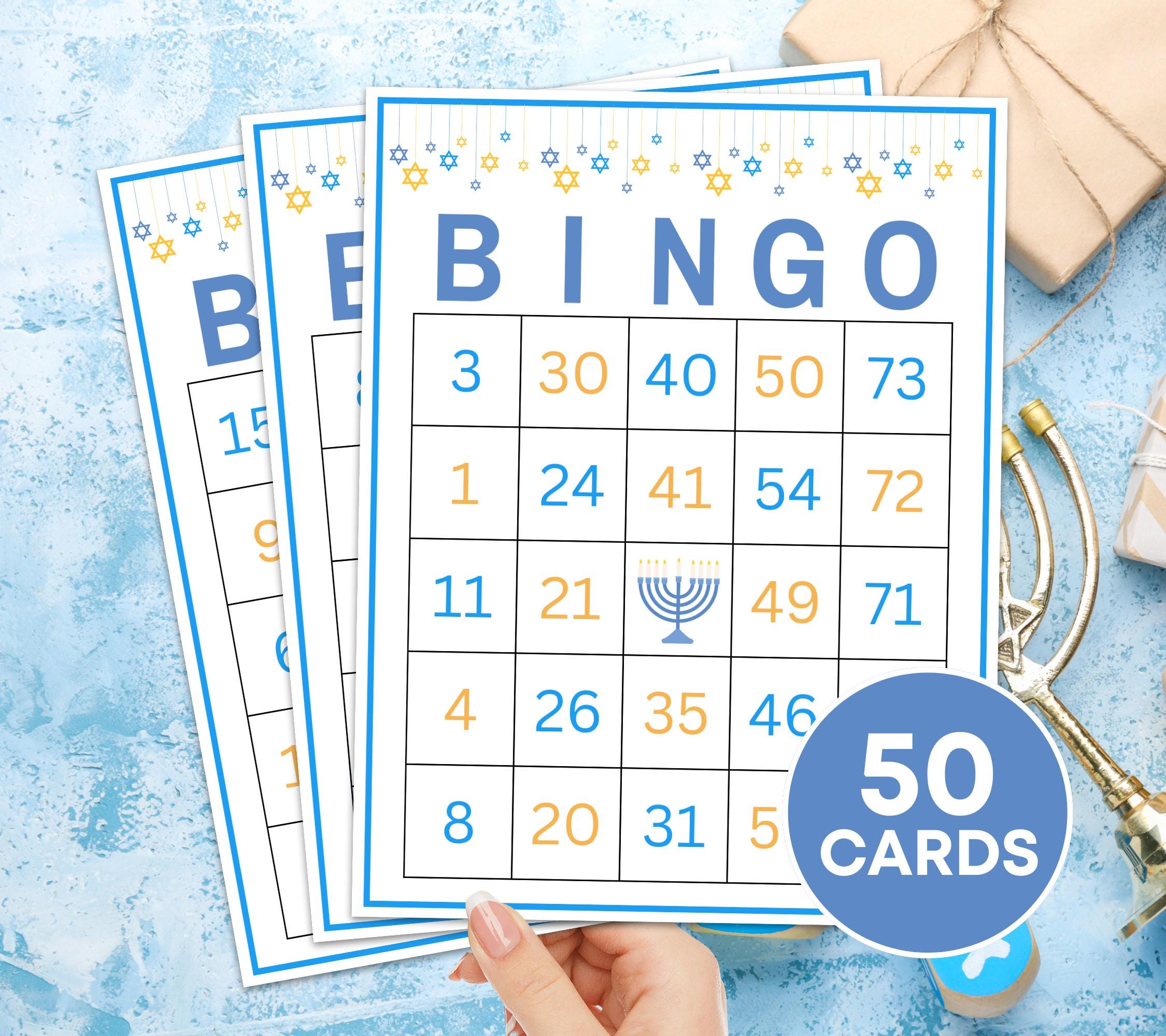 50 Hanukkah Bingo Cards Printable Game, Hanukkah Party Bingo Boards ...