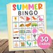 30 Summer Bingo Cards Printable Game, Summer Birthday Party Bingo Game ...