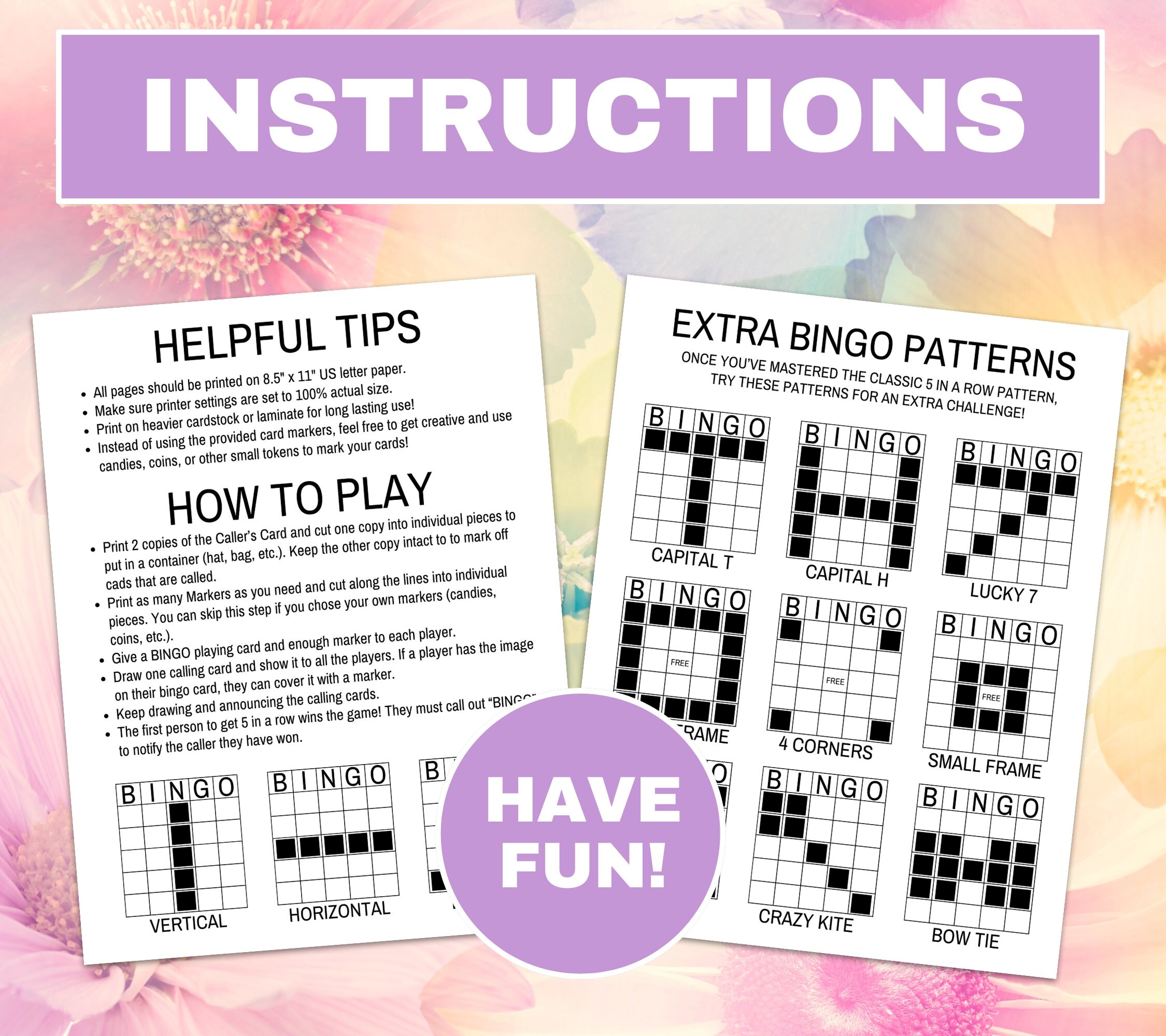 30 Flower Bingo Cards Printable Game, Floral Spring Bingo Boards Kids ...