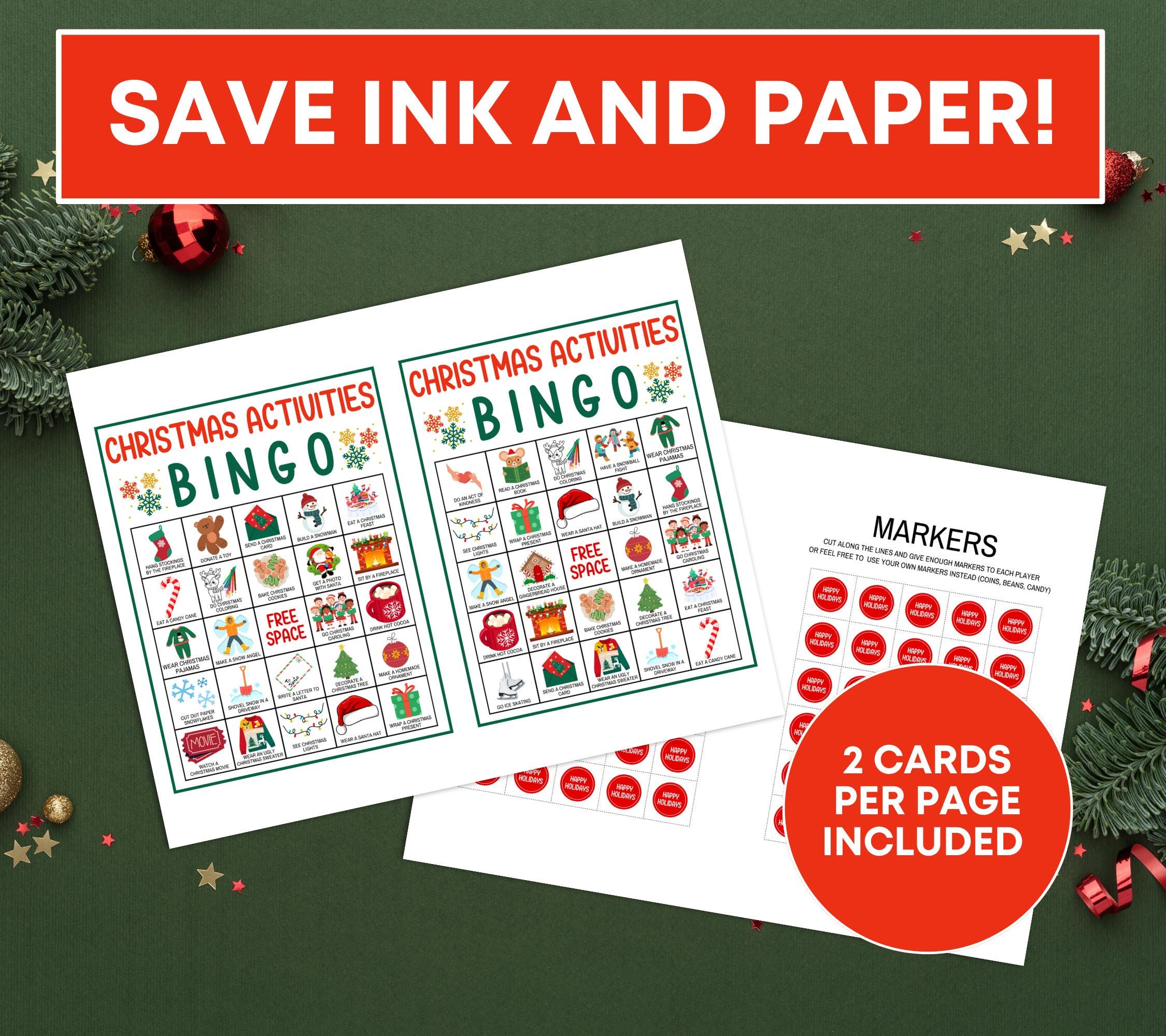 60 Christmas Bingo Card Printable Game,christmas Bingo Board,christmas ...