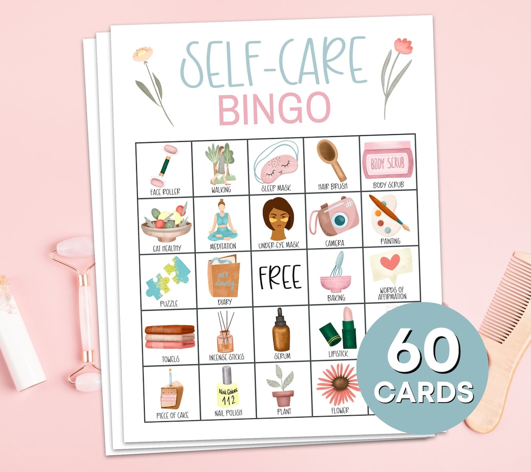 60 Self Care Bingo Game Cards Printable, Selfcare Spa Day Bingo Boards ...