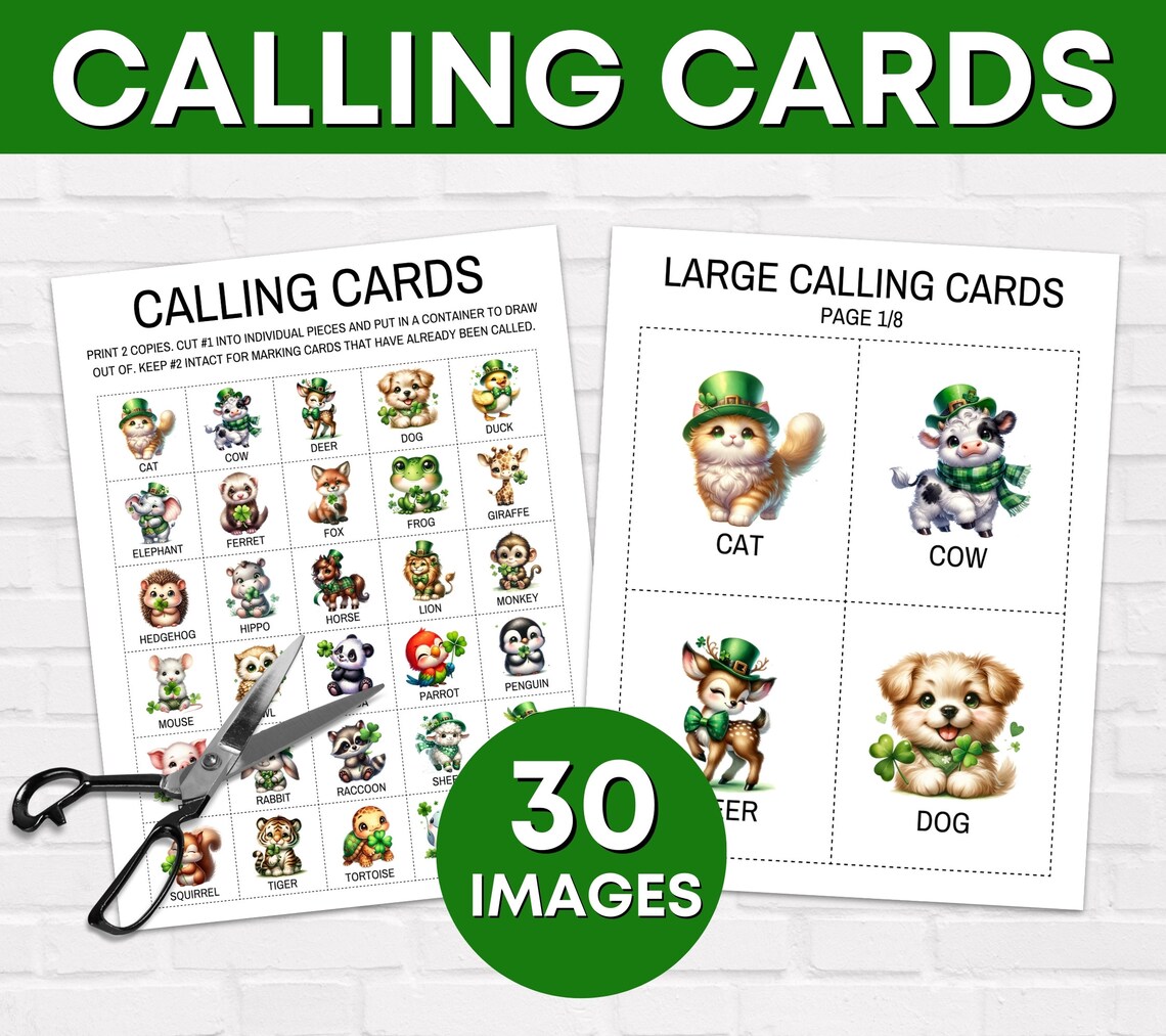 60 St Patricks Day Animal Bingo Cards Game Printable, St Patricks ...