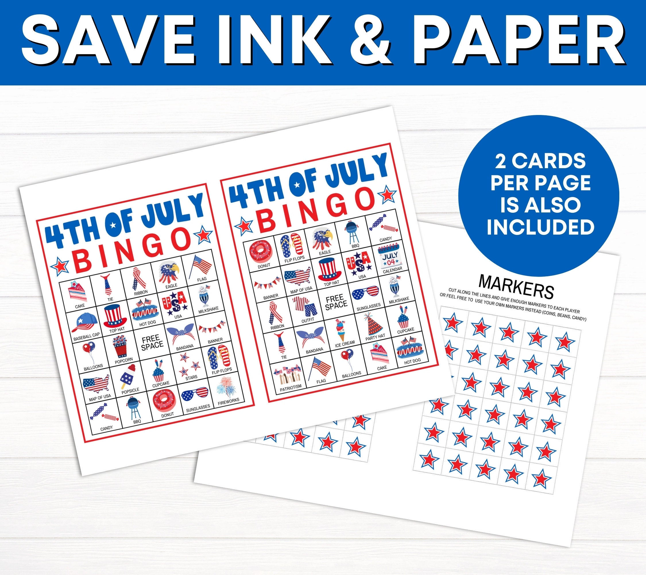 90 Fourth of July Bingo Cards Printable Game, 4th of July USA ...