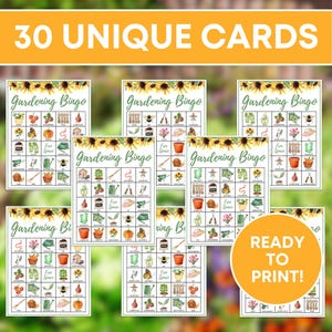 30 Gardening Bingo Cards Printable Game, Gardening Club Bingo Activity ...