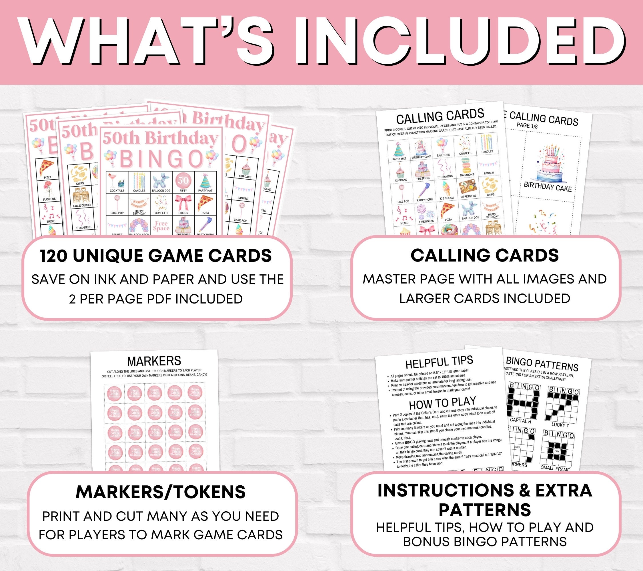 120 50th Birthday Bingo Cards Printable Game, 50th Birthday Party Bingo ...