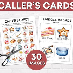 30 Baking Bingo Game Cards Printable, Baking Birthday Party Bingo ...