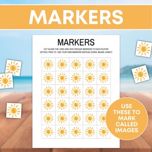 60 Summer Bingo Cards Printable Game, Summer Birthday Party Bingo Game ...