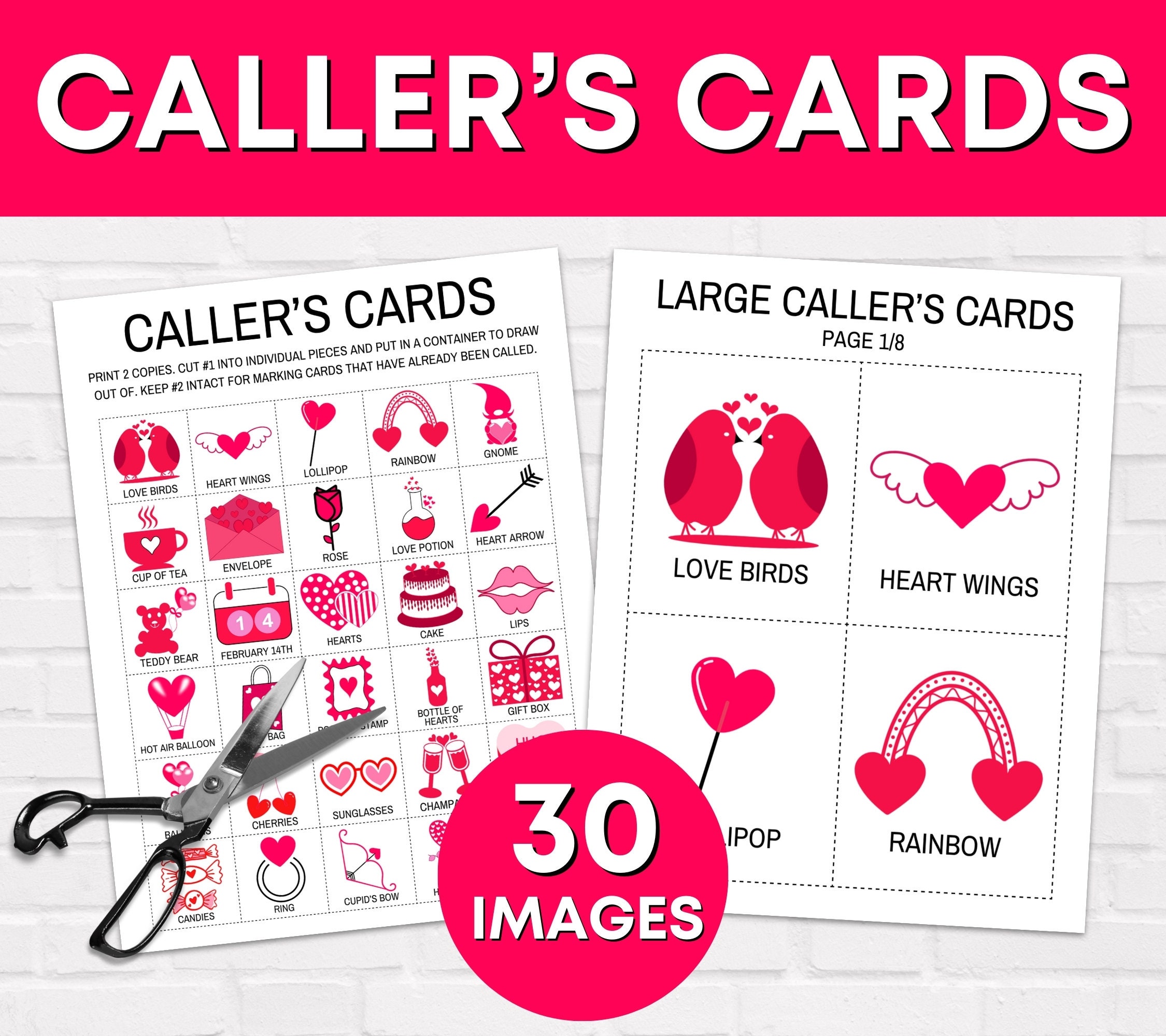 30 Valentines Bingo Game Cards Printable, Valentine's Day Bingo Cards ...