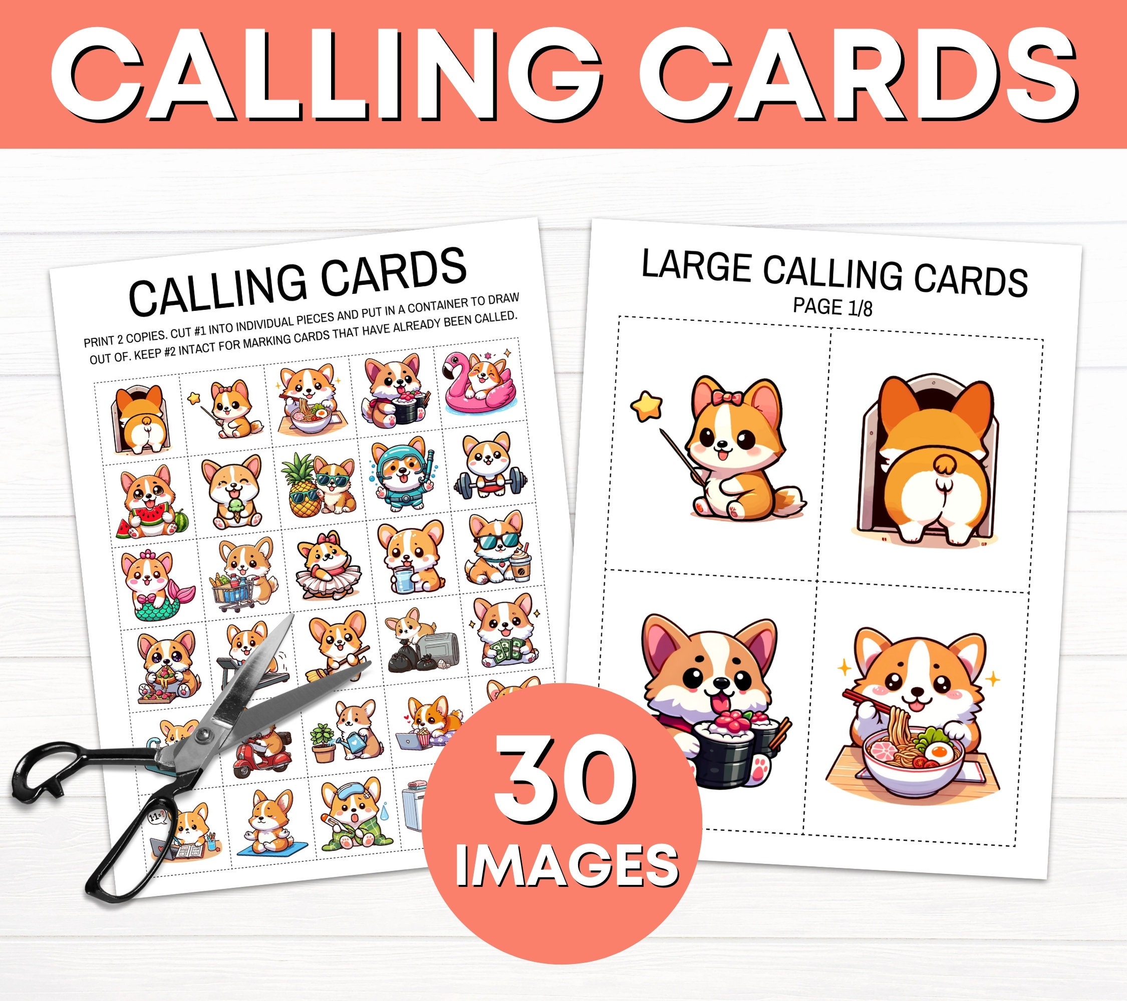 30 Corgi Dog Bingo Cards Printable Game, Corgi Dog Lover Bingo Board ...