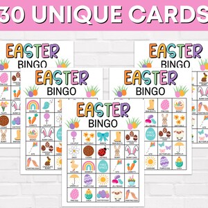 30 Easter Bingo Cards Printable Game, Easter Bingo Boards Activity for ...