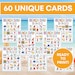 60 Beach Bingo Cards Printable Game, Beach Day Birthday Party Bingo ...