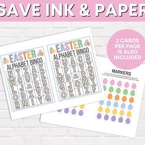 30 Easter Alphabet Bingo Game Cards Printable, Easter Party Game ...