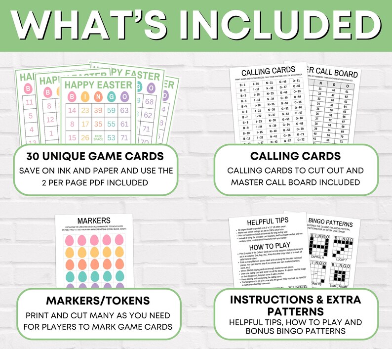 30 Easter Bingo Cards Printable Game, Easter Bingo Boards Activity for ...