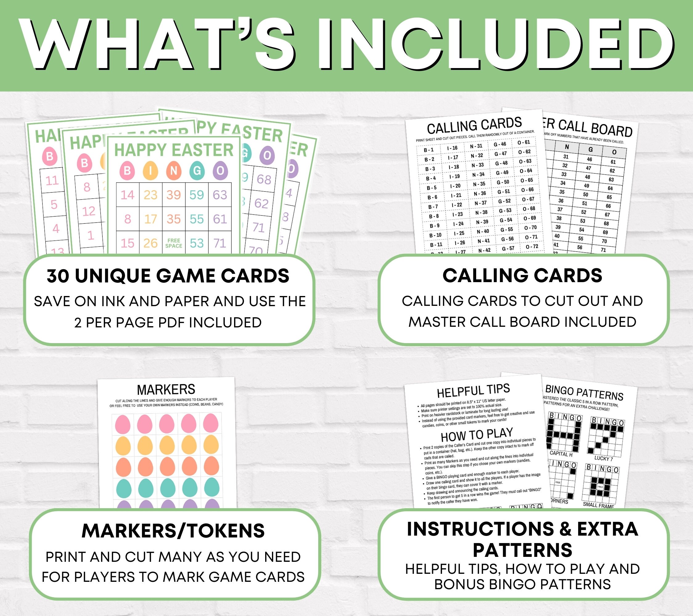 30 Easter Bingo Cards Printable Game, Easter Bingo Boards Activity for ...