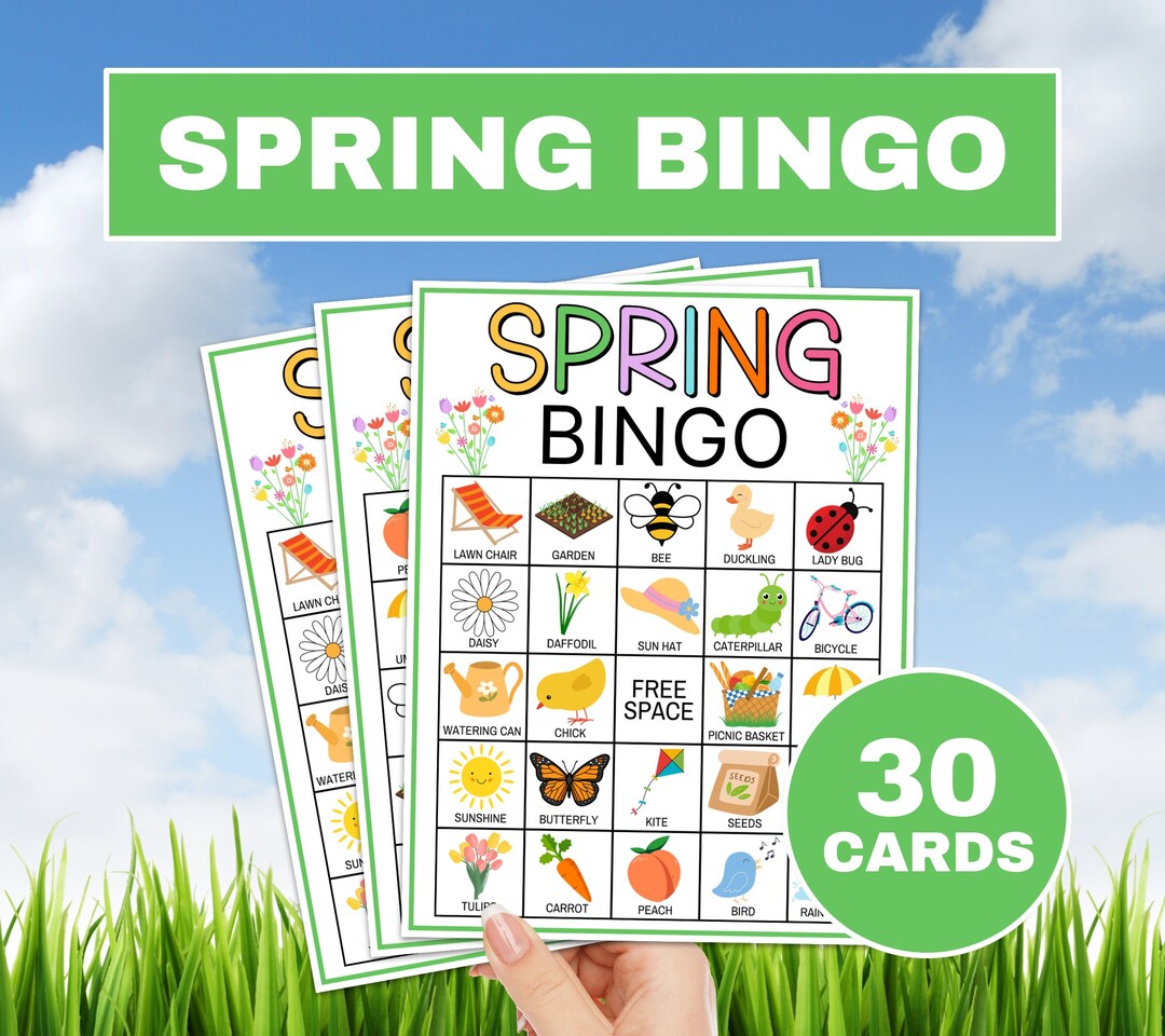 30 Spring Bingo Cards Printable Game, Spring Bingo Kids Classroom ...