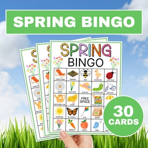30 Spring Bingo Cards Printable Game, Spring Bingo Kids Classroom ...