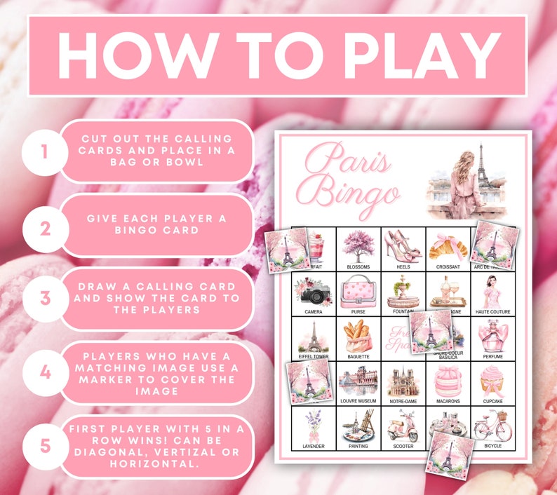 60 Paris Bingo Cards Printable Game, Pink Aesthetic Paris France Bingo ...
