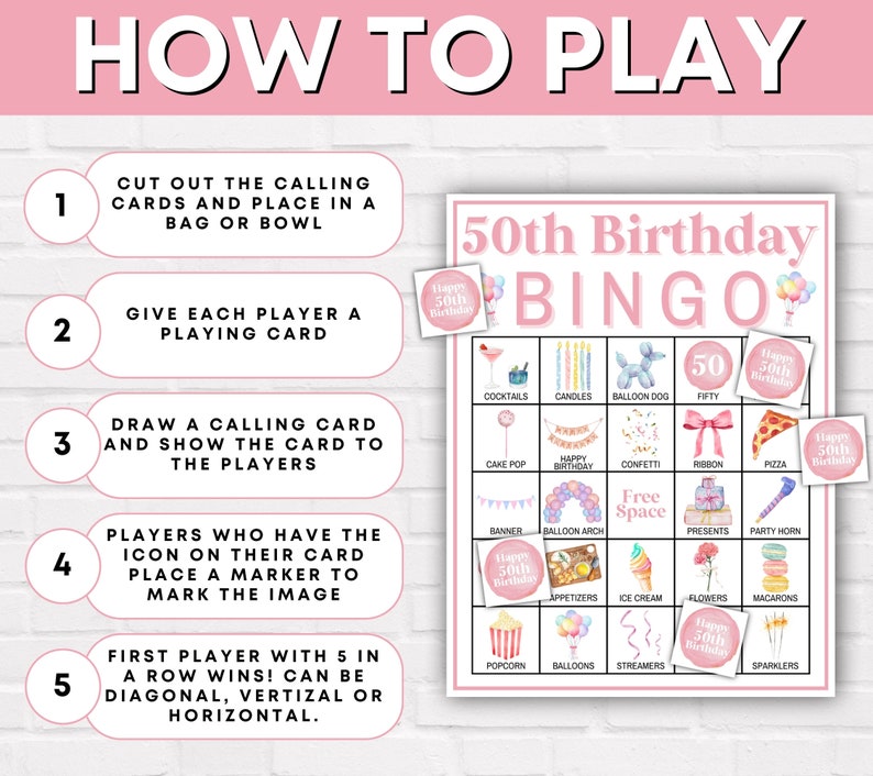90 50th Birthday Bingo Cards Printable Game, 50th Birthday Party Bingo ...