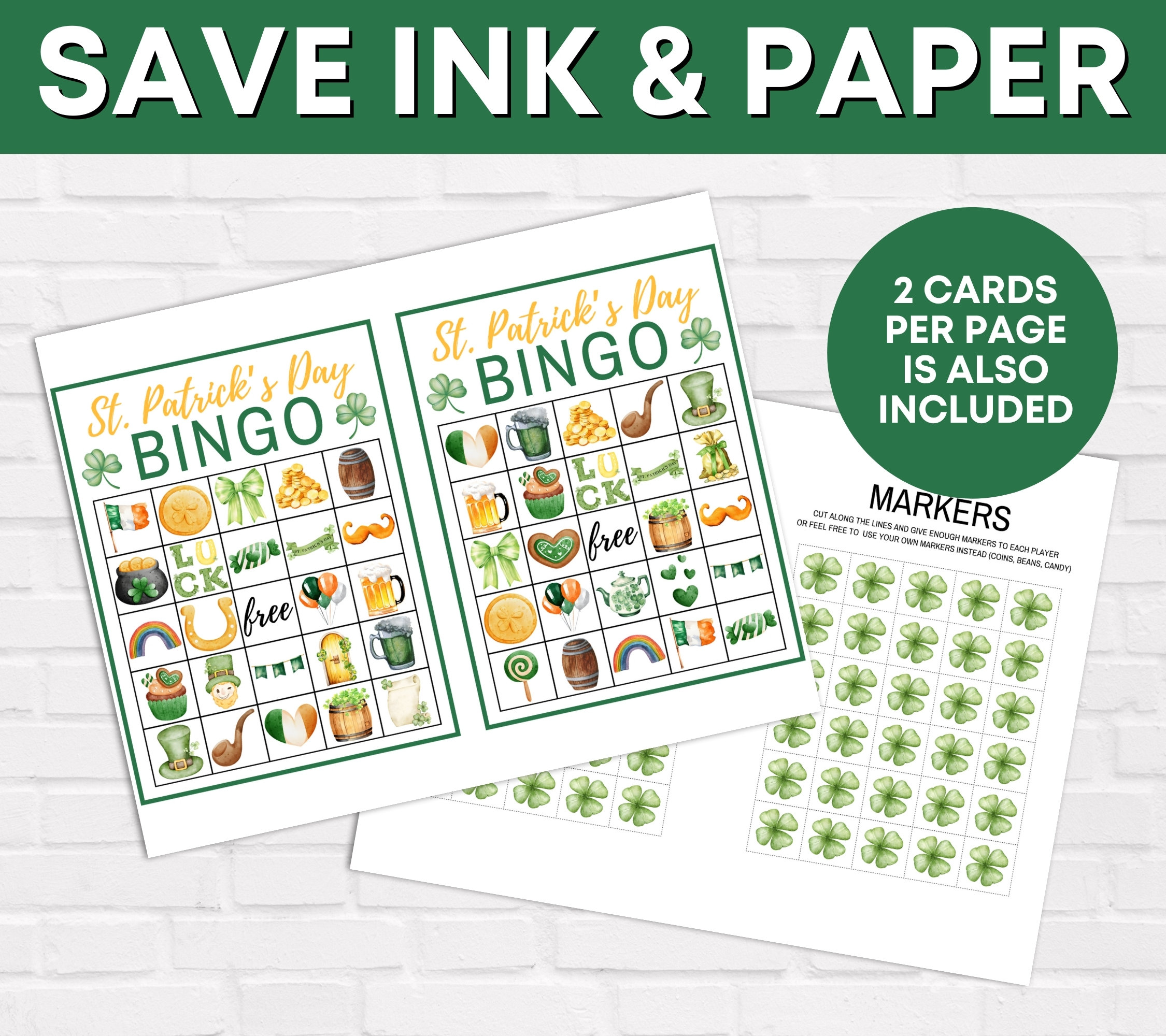 60 St Patricks Day Bingo Cards Game Printable, St Patrick Bingo Board ...