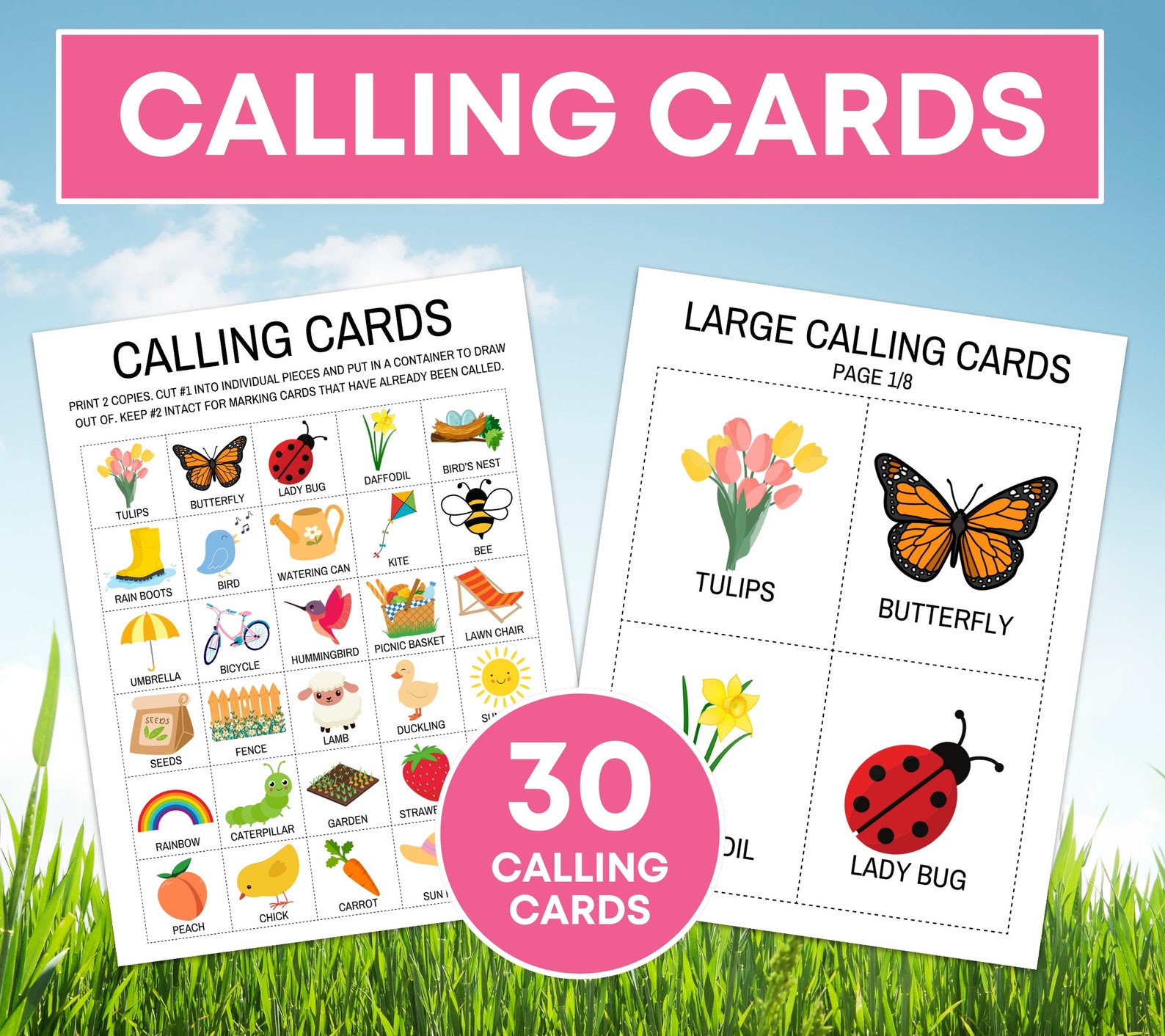 30 Spring Bingo Cards Printable Game, Spring Bingo Kids Classroom ...