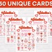 30 Valentines Bingo Game Cards Printable, Valentine's Day Bingo Cards ...
