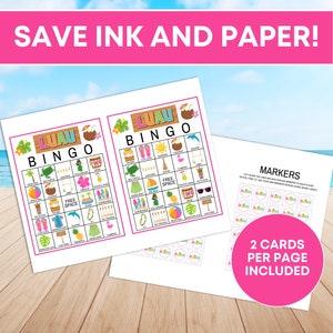 30 Luau Bingo Cards Printable Game, Aloha Hawaiian Birthday Party Bingo ...