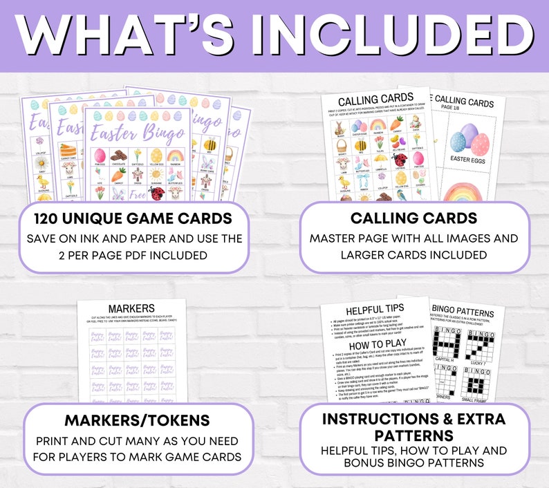 120 Easter Bingo Cards Printable Game, Easter Bingo Board Activity for ...